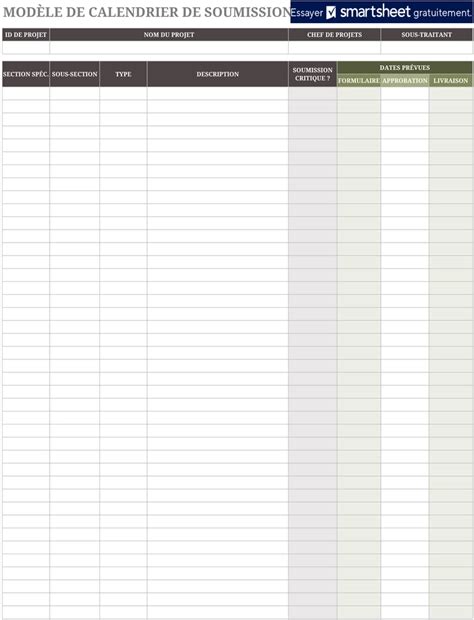 Modèle Excel De Suivi Des Soumissions De Projets Modelesfr