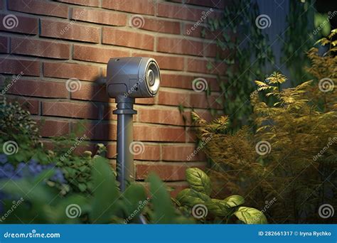 Motion Sensor With Light Detector On House Wall Stock Image Image Of