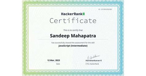 Sandeep Mahapatra On Linkedin Hackerrank Skill Certificate