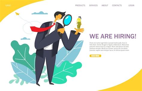 우리는 벡터 웹사이트 방문 페이지 디자인 템플릿을 고용하고 있습니다 프리미엄 벡터