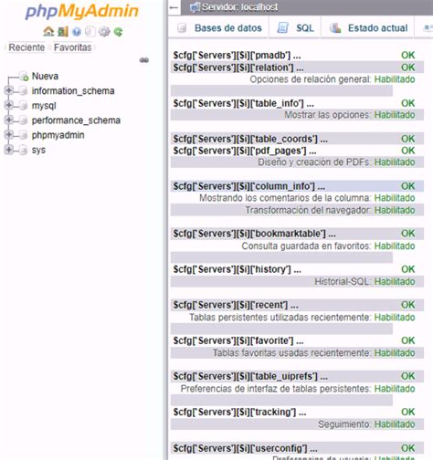 Mysql El Almacenamiento De La Configuración De Phpmyadmin Ha Sido Desactivado Stack Overflow