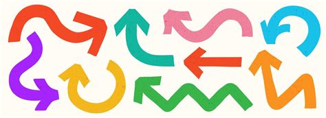 Arrow Marker Hand Drawn Color Bold Style Set 53074950 Vector Art At