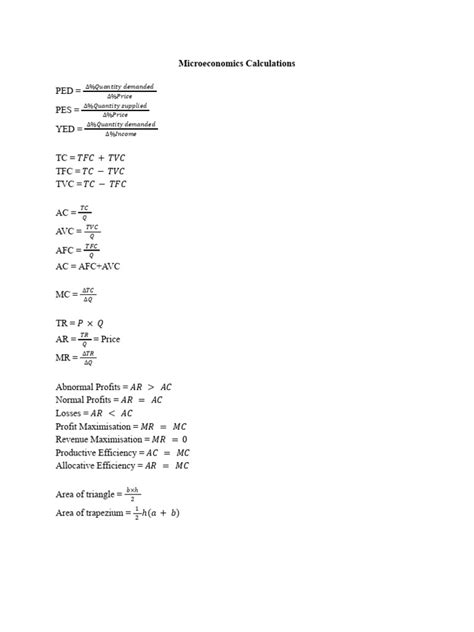 Microeconomics Calculations Pdf Teaching Methods And Materials
