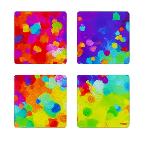 4 Untersetzer Glas 10 X 10 X 1 Cm Mehrfarbig Sous Verre Maisons Du Monde