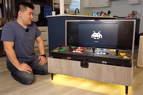 Gamer Builds A Custom Coffee Table With A Hidden 4 Player Arcade