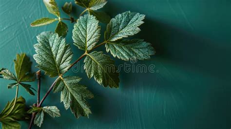 Close Up Of Leafy Plant On Green Surface Stock Illustration