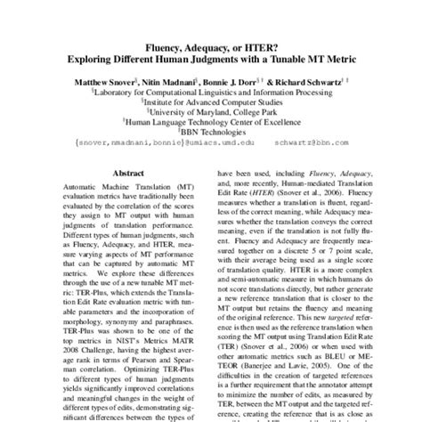 Fluency Adequacy Or Hter Exploring Different Human Judgments With A