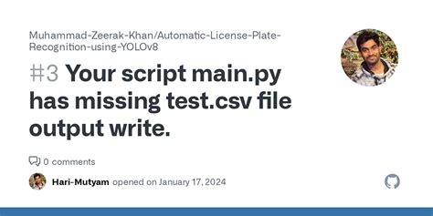 Your Script Mainpy Has Missing Testcsv File Output Write · Issue 3