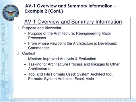 Ppt Dod Architecture Framework Version 20 Models And Illustrative View