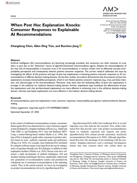 When Post Hoc Explanation Knocks Consumer Responses To Explainable Ai Recommendations Pdf