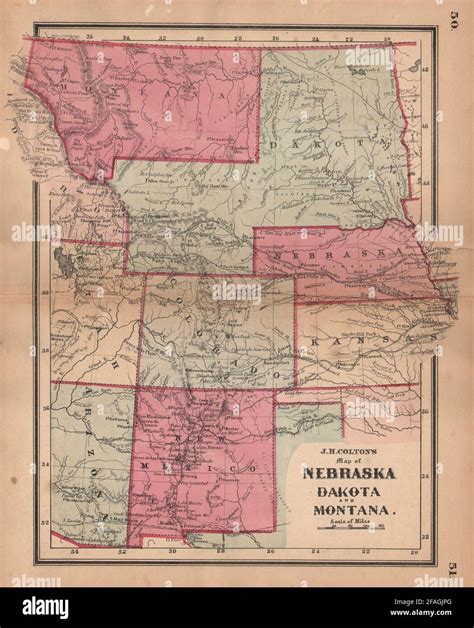 Jh Coltons Map Of Nebraska Dakota And Montana Wyoming Colorado New