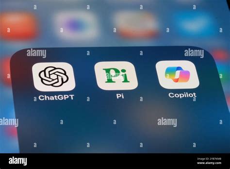 Shanghaichina March 10th 2024 Inflection Ai Pi Openai Chatgpt And Microsoft Copilot App Icons