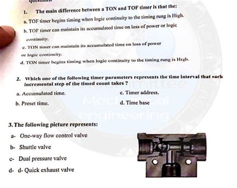 Solved 1 The Main Difference Between A Ton And Tof Timer Is