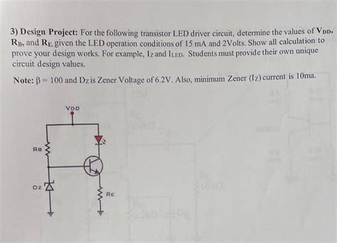Solved 3 Design Project For The Following Transistor Led