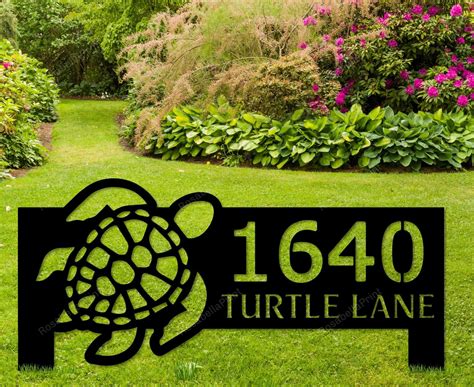 Turtles Address Sign Metal Hanging Address Sign For Yard Turtles