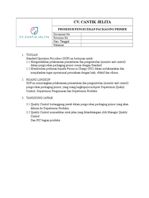 Sop Packaging Pdf