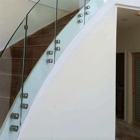 Curved Stairs Patch Fitting Glass Railing Use Tempered Glass With None