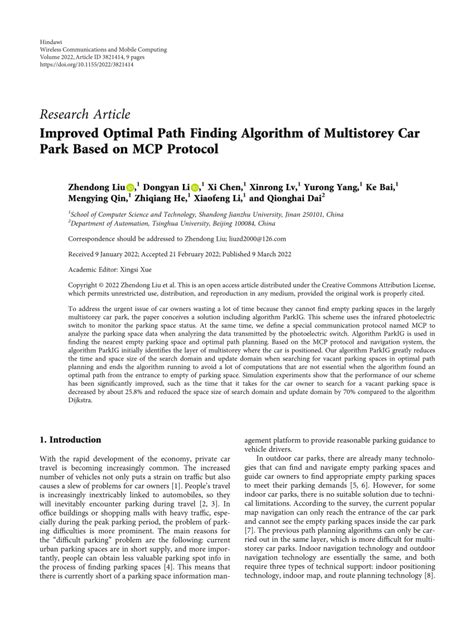 Pdf Improved Optimal Path Finding Algorithm Of Multistorey Car Park