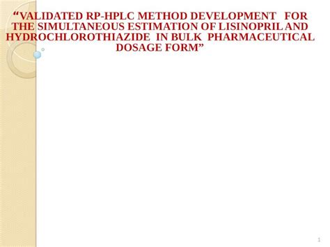ppt “ validated rp hplc method development for the simultaneous