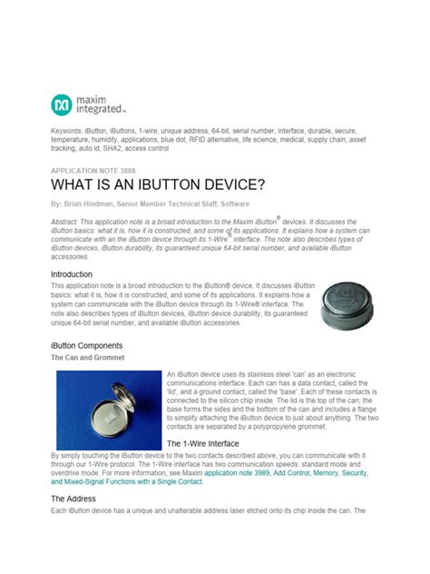 What Is An Ibutton Device Pdf Information And Communications Technology Manufactured Goods What Is An Ibutton Device Pdf Information And Communications Technology Manufactured Goods
