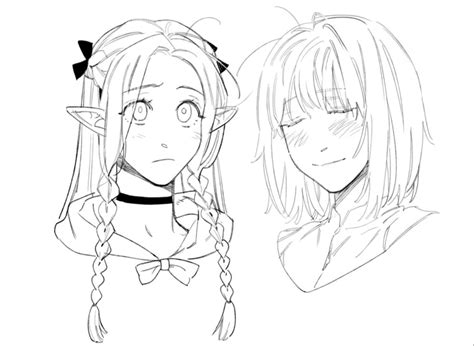 Safebooru 2girls Blush Braid Choker Closed Eyes Closed Mouth