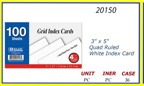 20150 513 Grid Index Cards 100 Ramsey Distributors