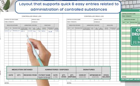 Controlled Drug Recording Book Jumbo 150 Page Log With Index To Record