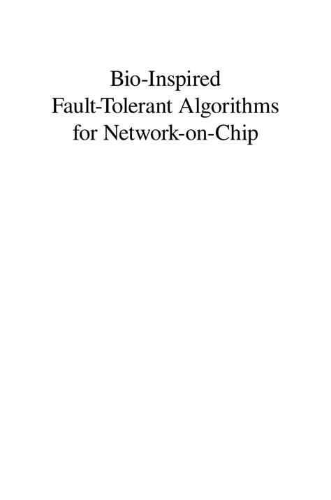 PDF Bio Inspired Fault Tolerant Algorithms For Network On Chip