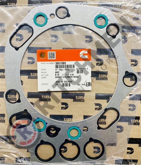 Genuine Cummins 3651085 Gasket Cylinder Head 010 Ritchmen S Pte Ltd