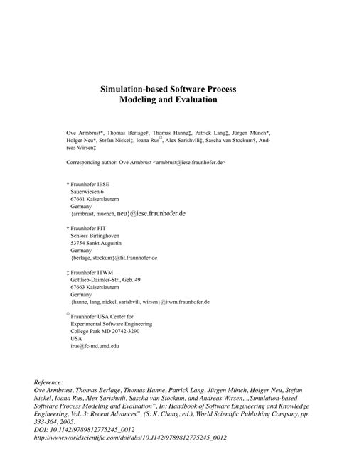 Pdf Simulation Based Software Process Modeling And Evaluation