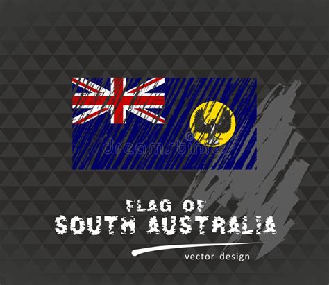 Flag Of South Australia Vector Pen Illustration On Black Background