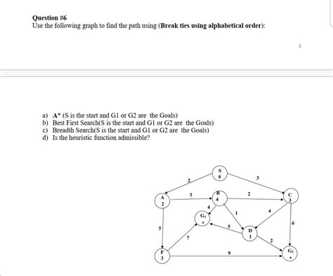 Solved Question Use The Following Graph To Find The Path Chegg