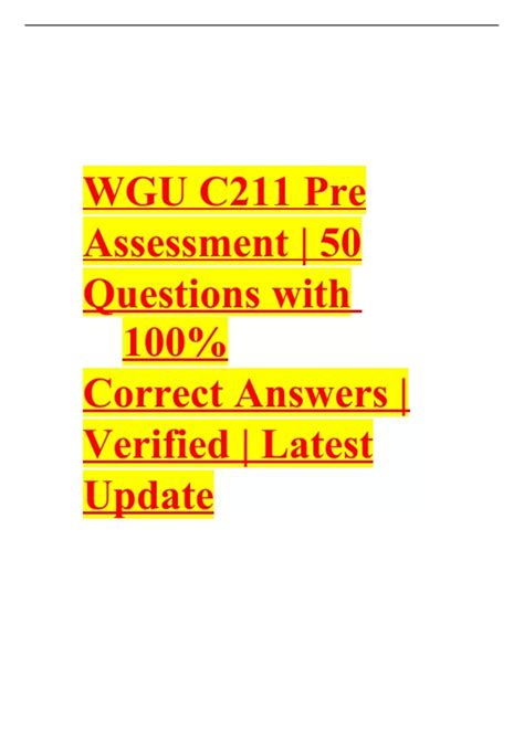 WGU C211 Pre Assessment 50 Questions With 100 Correct Answers Verified Latest Update