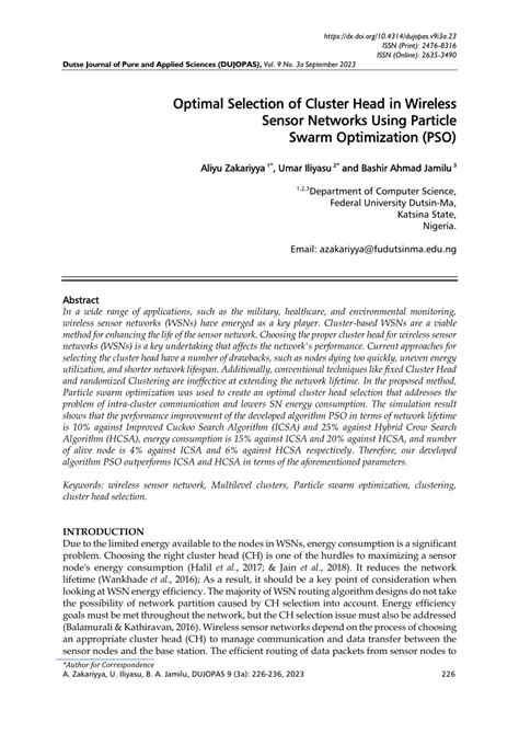 pdf optimal selection of cluster head in wireless sensor networks