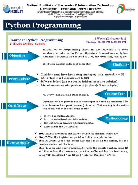 Nielit Gorakhpur Pythonprogramming Pdf Educational Technology Subroutine