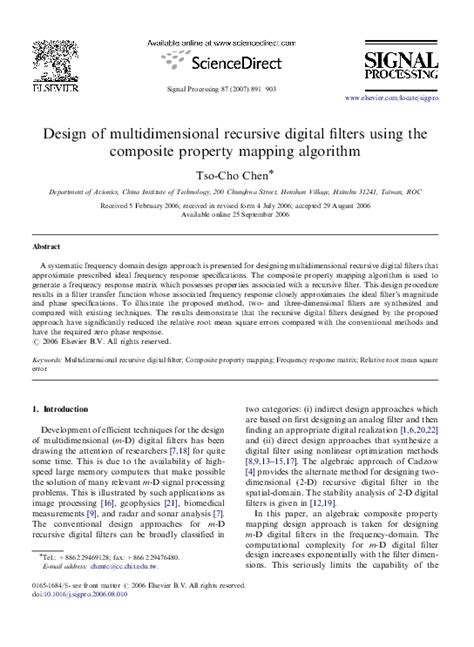Pdf Design Of Multidimensional Recursive Digital Filters Using The Composite Property Mapping