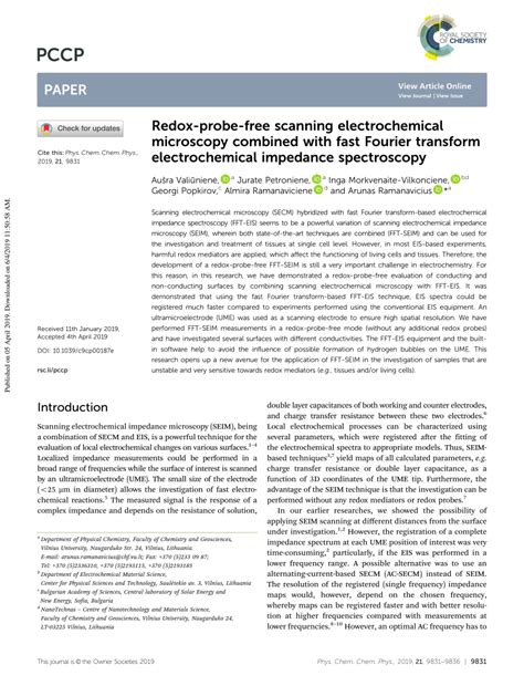 Pdf Redox Probe Free Scanning Electrochemical Microscopy Combined