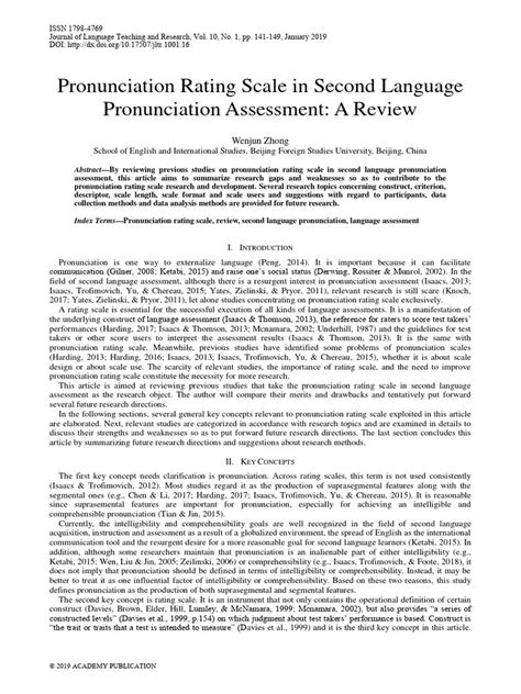 Zhong 2019 Pronunciation Rating Scales Pdf Usability Linguistics