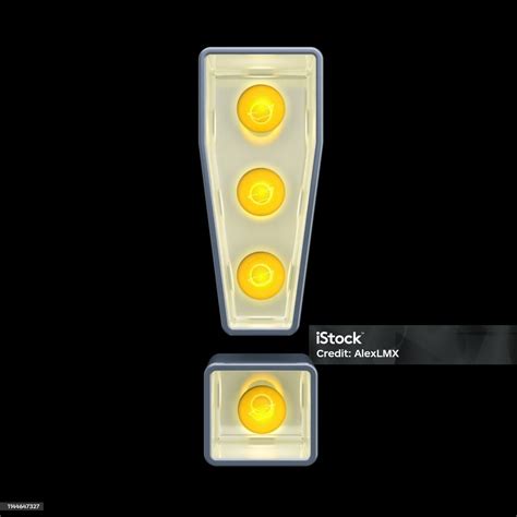 전구 느낌표 레트로 빛나는 글꼴입니다 검정색 배경에 고립 된 3d 렌더링 0명에 대한 스톡 사진 및 기타 이미지 0명 3차원 형태 개념 Istock