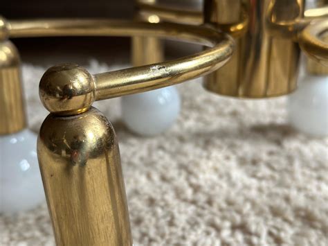 1980s German Gold Metal Ceiling Lamp Hollywood Regency Style Lighting