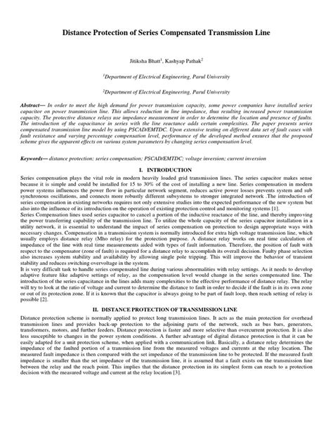 Distance Protection Of Series Compensated Transmission Line Pdf Capacitor Electrical Impedance