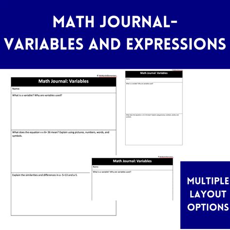 Math Journal Variables And Expressions Classful
