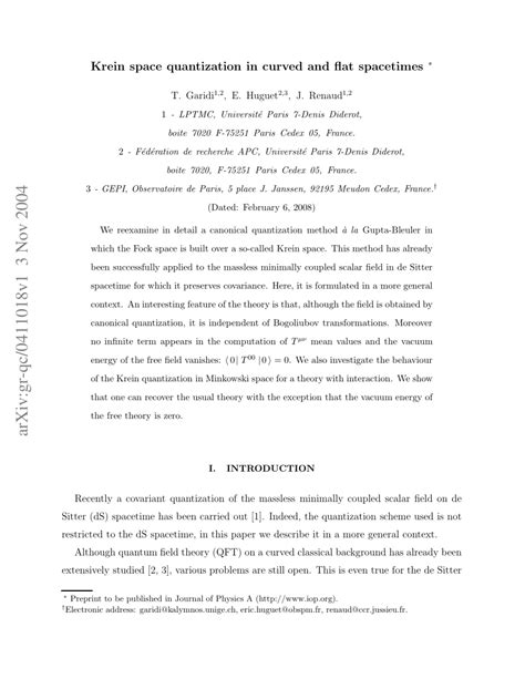 Pdf Krein Space Quantization In Curved And Flat Spacetimes