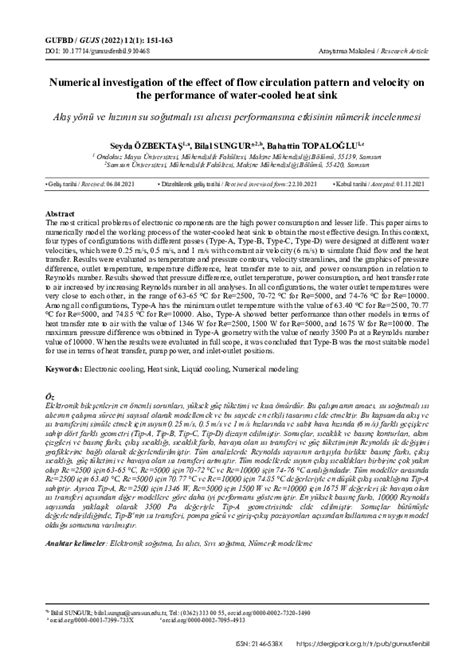 Pdf Numerical Investigation Of The Effect Of Flow Circulation Pattern And Velocity On The