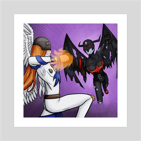 Angemon Vs Devimon An Art Print By Cat Luniscia Inprnt