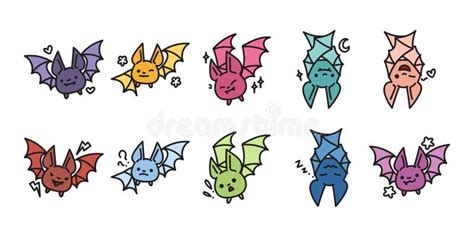 10 Kawaii Bat Doodle Set Stock Vector Illustration Of Book 328615403