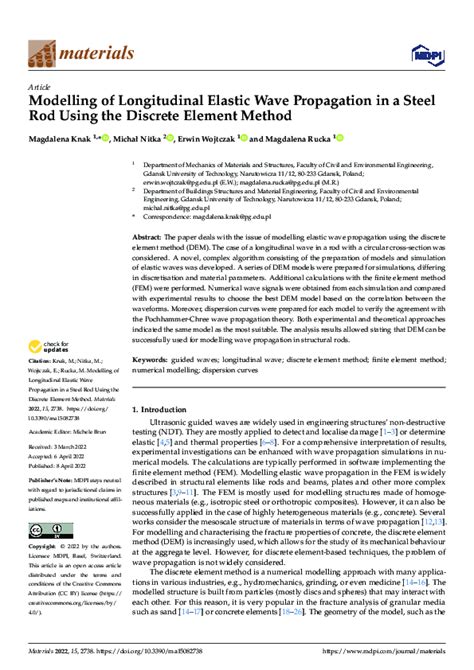 Pdf Modelling Of Longitudinal Elastic Wave Propagation In A Steel Rod