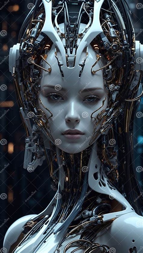 Fantasy Portrait Of Android Robot With Beautiful Female Glass Face