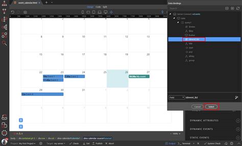Getting Started With App Connect Event Calendar Front End Components Wappler Community
