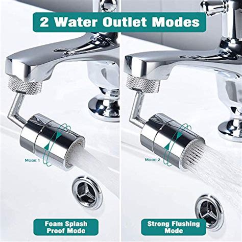 2 Pack 720 Degree Swivel Faucet Aerator Large Angle Rotating Splash Filter Faucet Dual